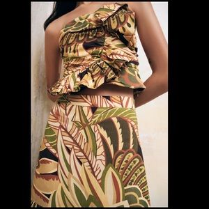 Zara | Dresses | Zara Linen Blend Ruffles Printed Skirt | Poshmark